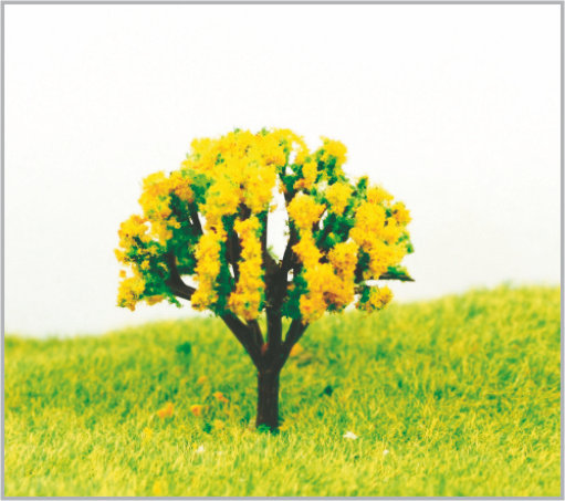 4.5cm Architectural Plastic Deep Yellow Miniature Model Trees In Hand Made
