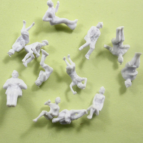 1:87 2.0cm Architectural Scale Model People , White Sitting Figures For ...